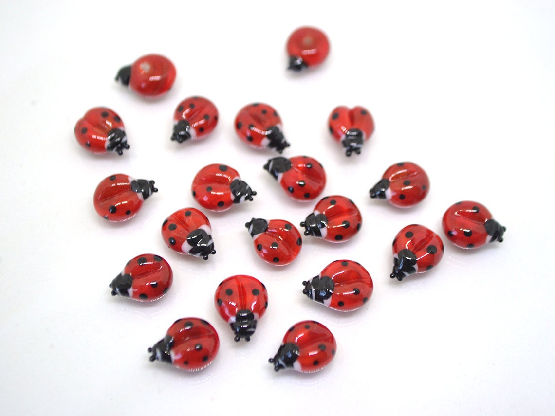 Lampwork Ladybug Beads Glass Ladybug Half-drilled Beads - Etsy