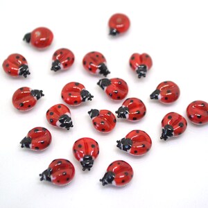 Lampwork Ladybug Beads, Glass Ladybug, Half-drilled Beads, Glass Red ...