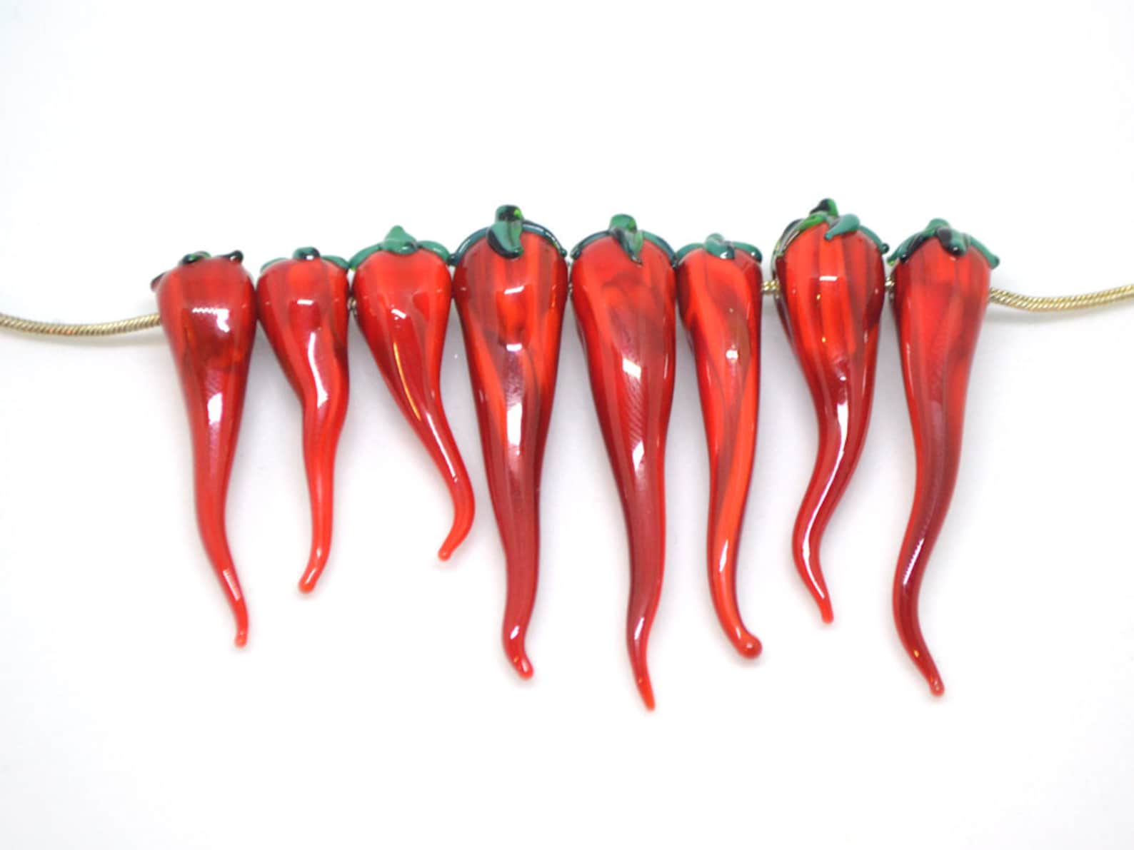 Red Chili Peppers Glass Chili Beads Horizontal - Etsy