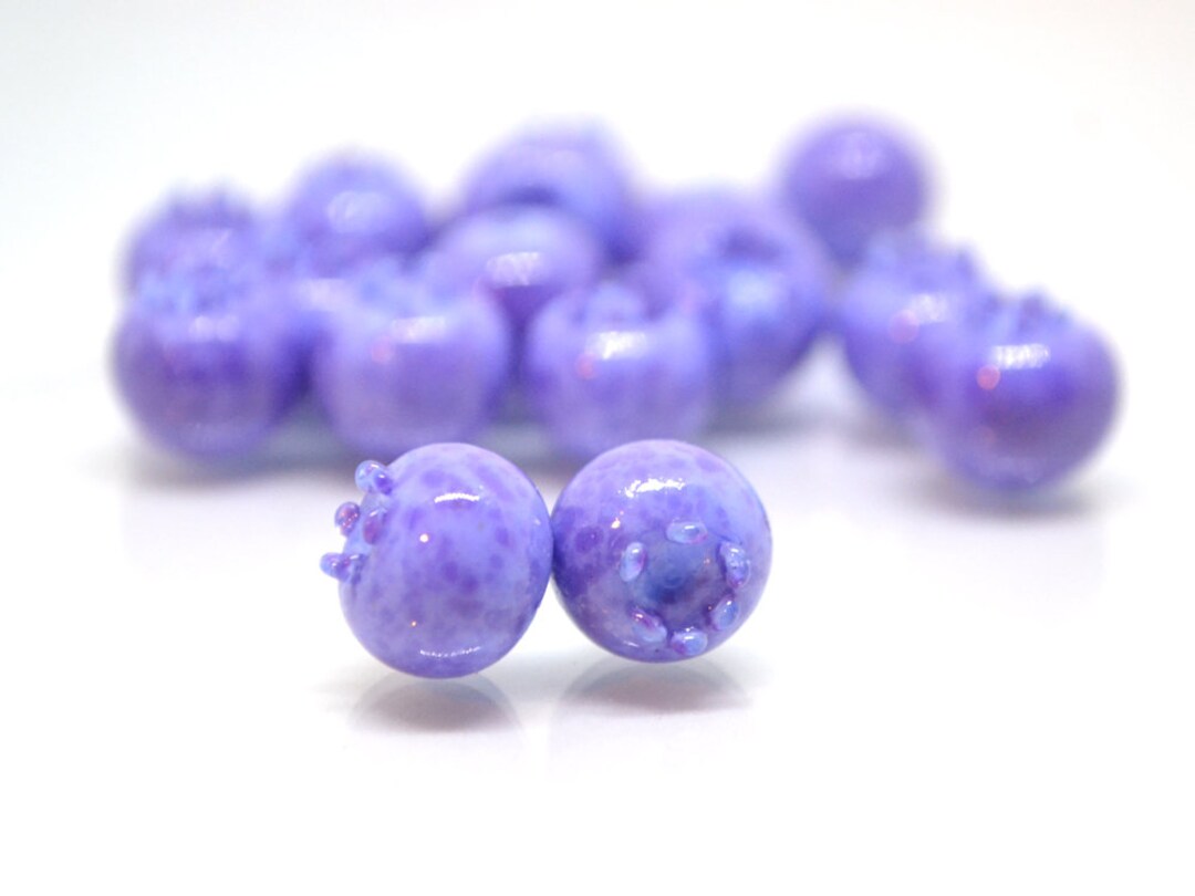 Glass Purple Blueberry, Lampwork Berry, Lavender Purple Glass Berries ...