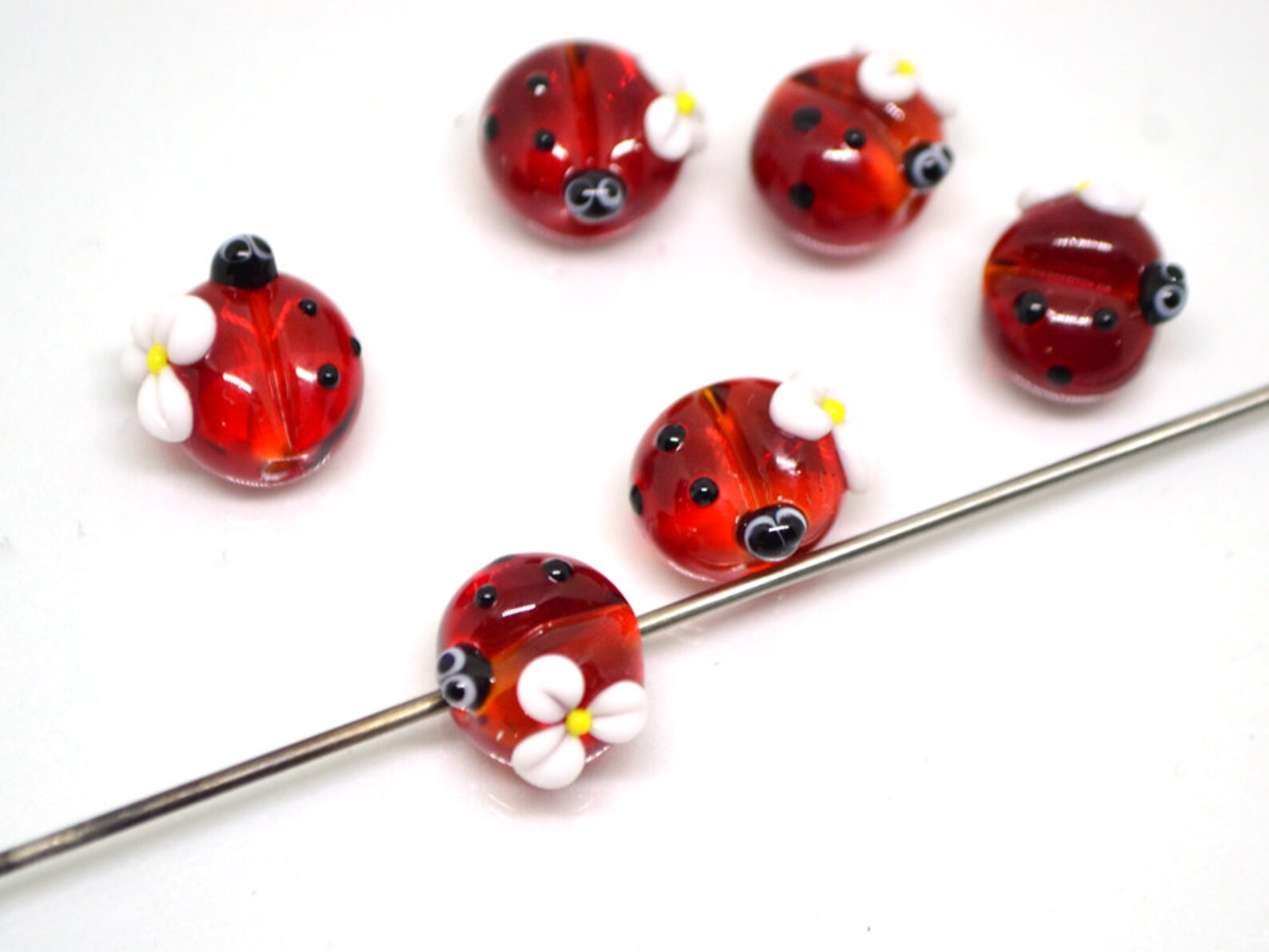Lampwork Ladybug Beads, Glass Ladybug Beads, Red Ladybug, Ladybug ...