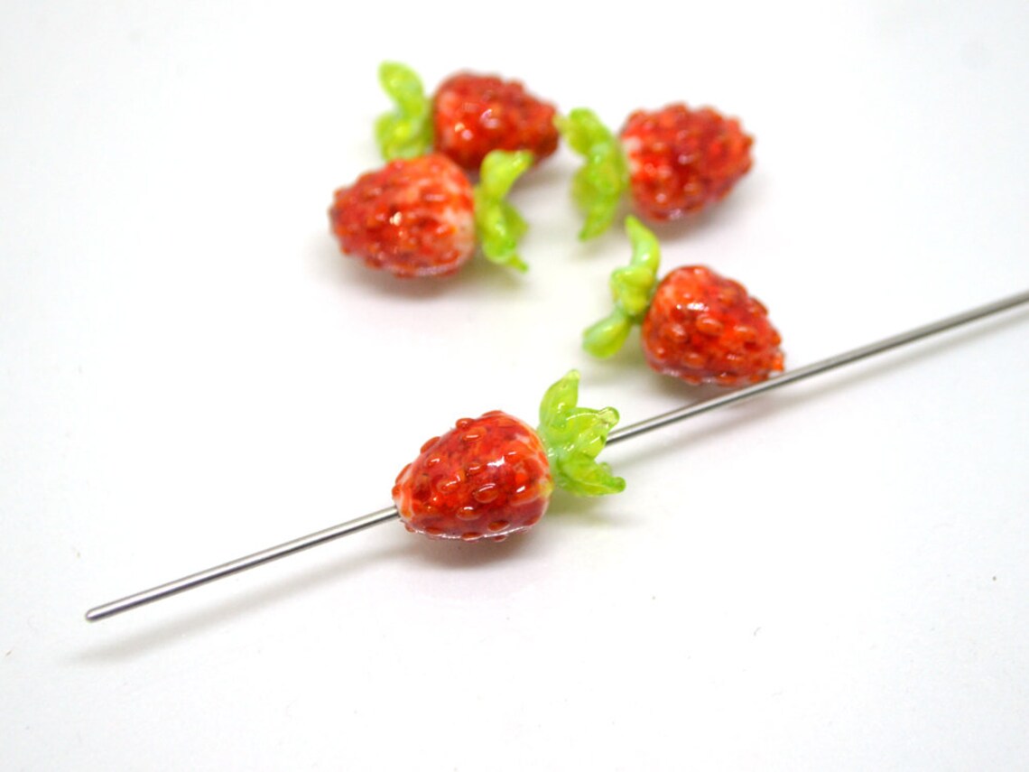 Red Lampwork Strawberry Berry Glass Beads Lampwork Berries - Etsy