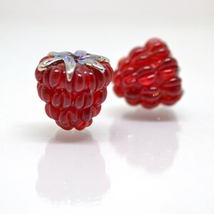 Red Silver Lampwork Raspberry, Red Glass Berries, Gloss Lampwork Beads ...