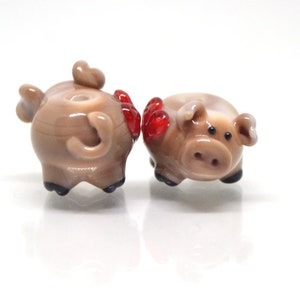 Glass Beige Pig Beads, Beige Animal Glass Beads, Tiny Pig Miniature ...