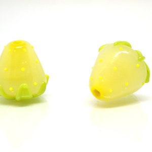 Yellow Strawberry Glass Beads, 12mm Lampwork Berries, Glass Strawberry ...