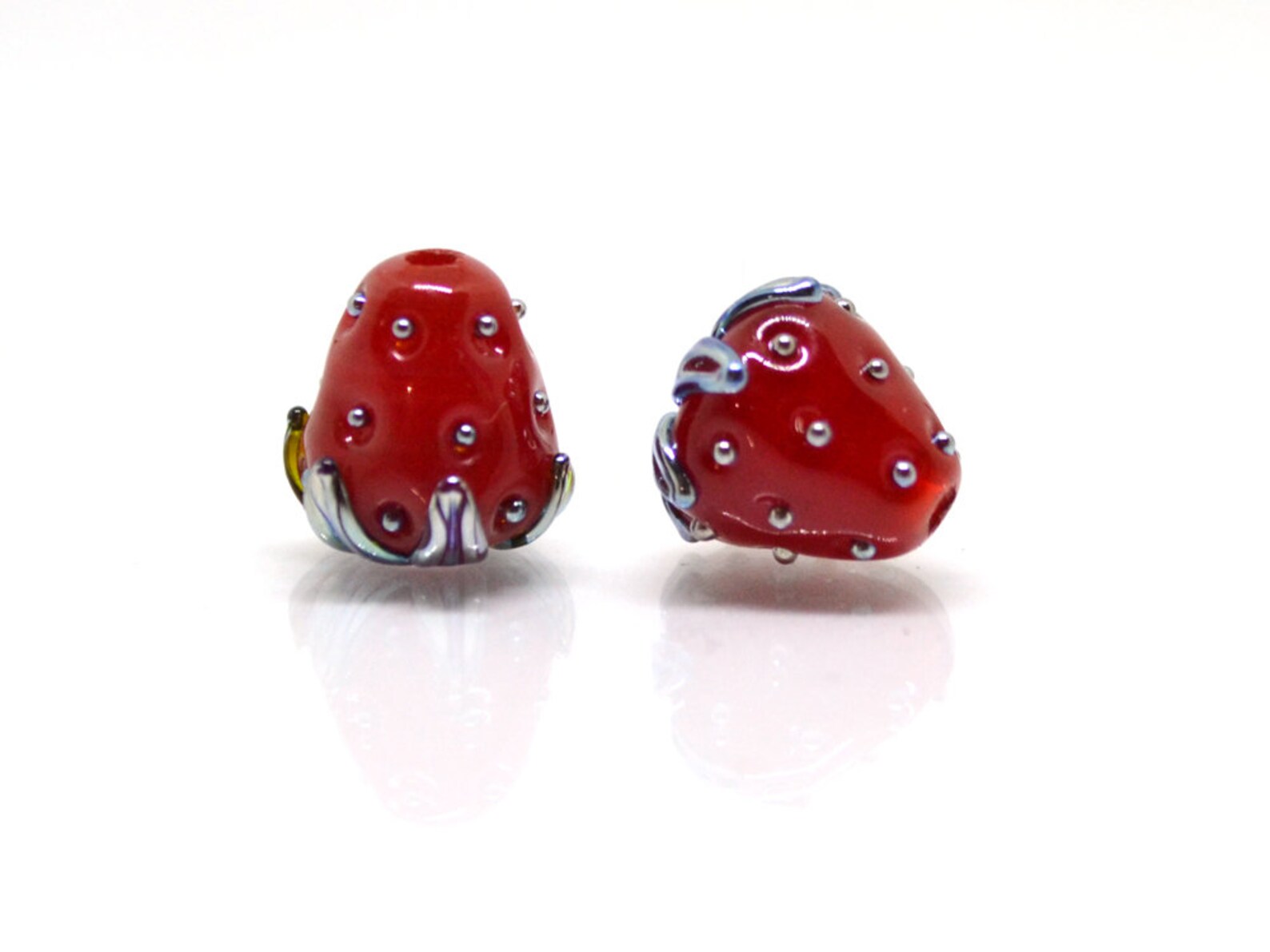 Big 12mm Strawberry Lampwork Beads Red Glass Berry Glass | Etsy