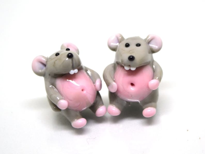 Glass Rat Beads, Rat Pendant Charm, Tiny Mouse Bead, Jewelry Making ...