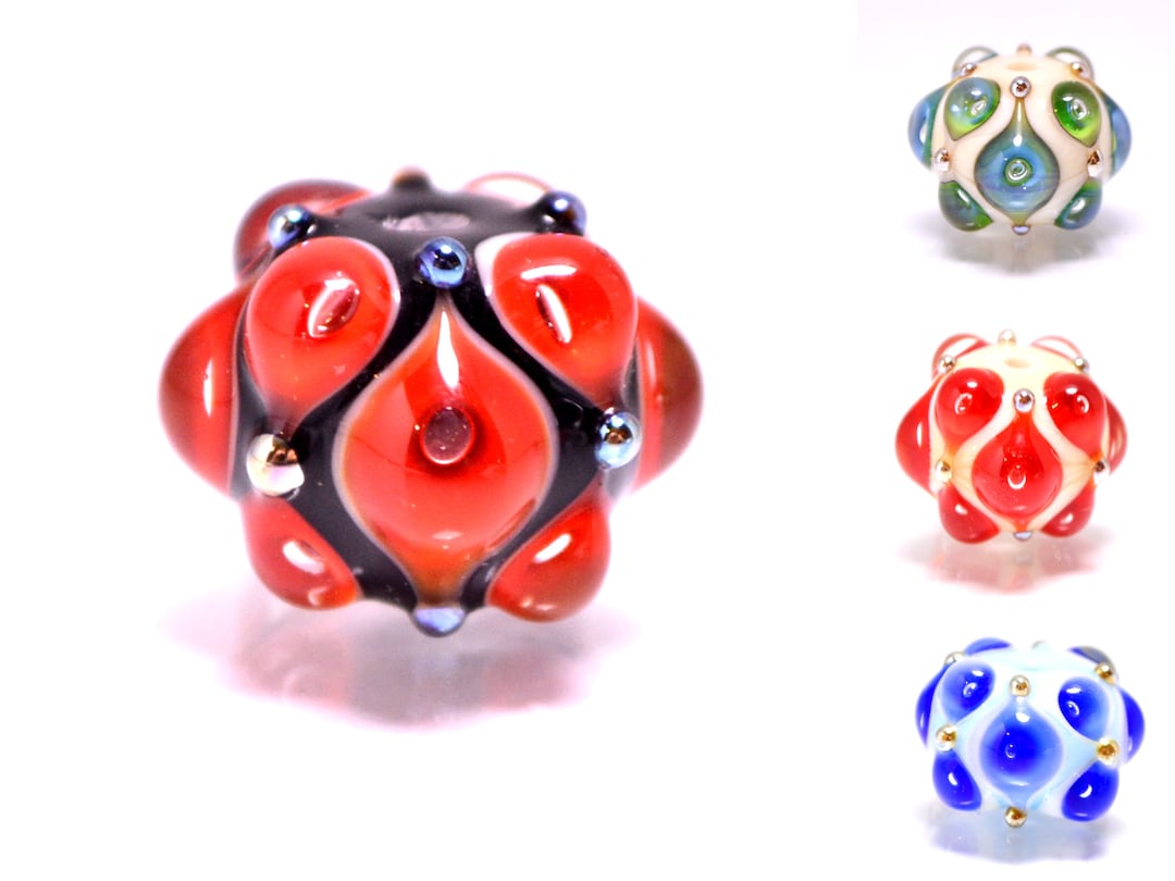 Lampwork Bead Handmade Lampwork Focal Bead Artisan Lampwork Red Black ...