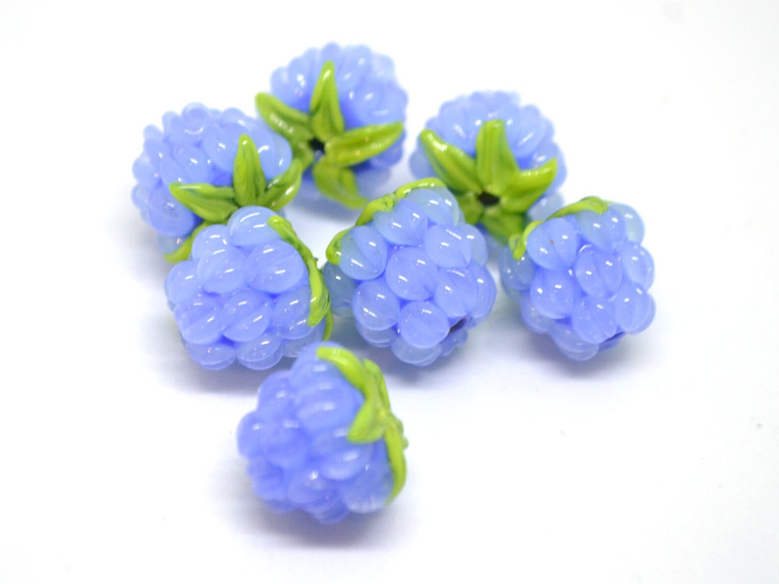 Periwinkle Blue Lampwork Raspberry Glass Berries Lampwork | Etsy