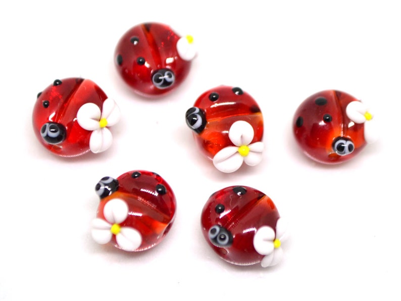 Lampwork Ladybug Beads, Glass Ladybug Beads, Red Ladybug, Ladybug ...