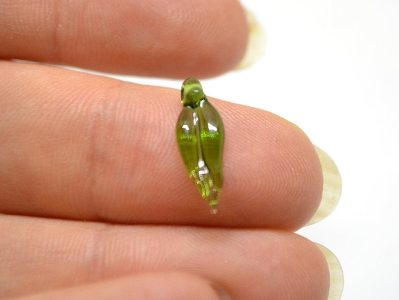 Green Lampwork Leaf Beads Glass Leaves Top Drilled Leaf Beads - Etsy