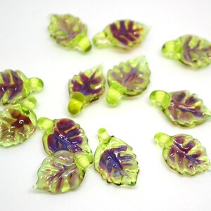 Leaf Flower Set Beads Lampwork Handmade Glass Leaves Small Flowers ...