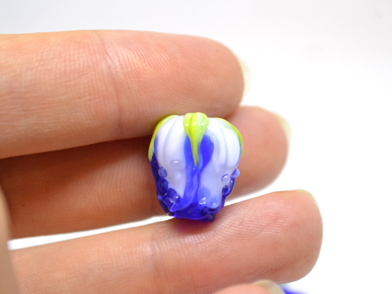 Blue Rose Bud Beads Lampwork Rose Beads Cobalt Blue Beads - Etsy