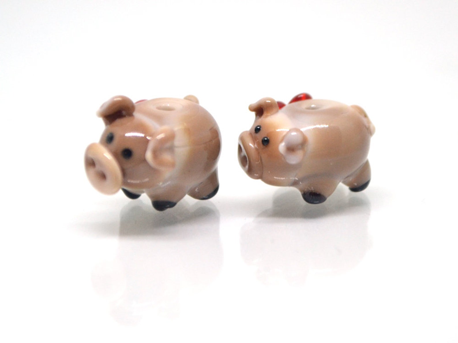 Glass Beige Pig Beads Beige Animal Glass Beads Tiny Pig - Etsy