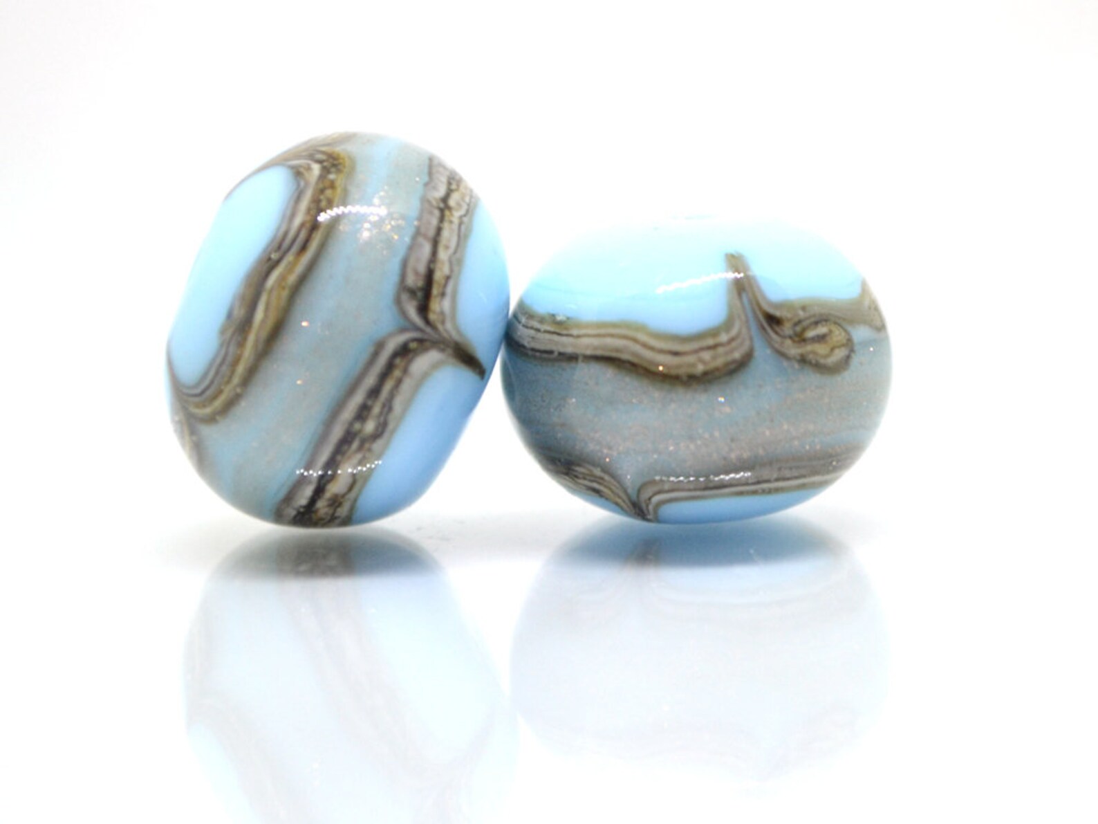 Blue Venetian Glass Beads, Sky Blue Gold Murano Glass Beads, Pastel ...