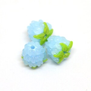 Sky Blue Lampwork Raspberry, Gloss Glass Berries, Lampwork Berry Beads ...