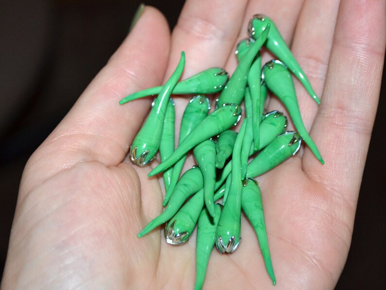 Green chili peppers Lampwork chile beads Vegetable beads | Etsy