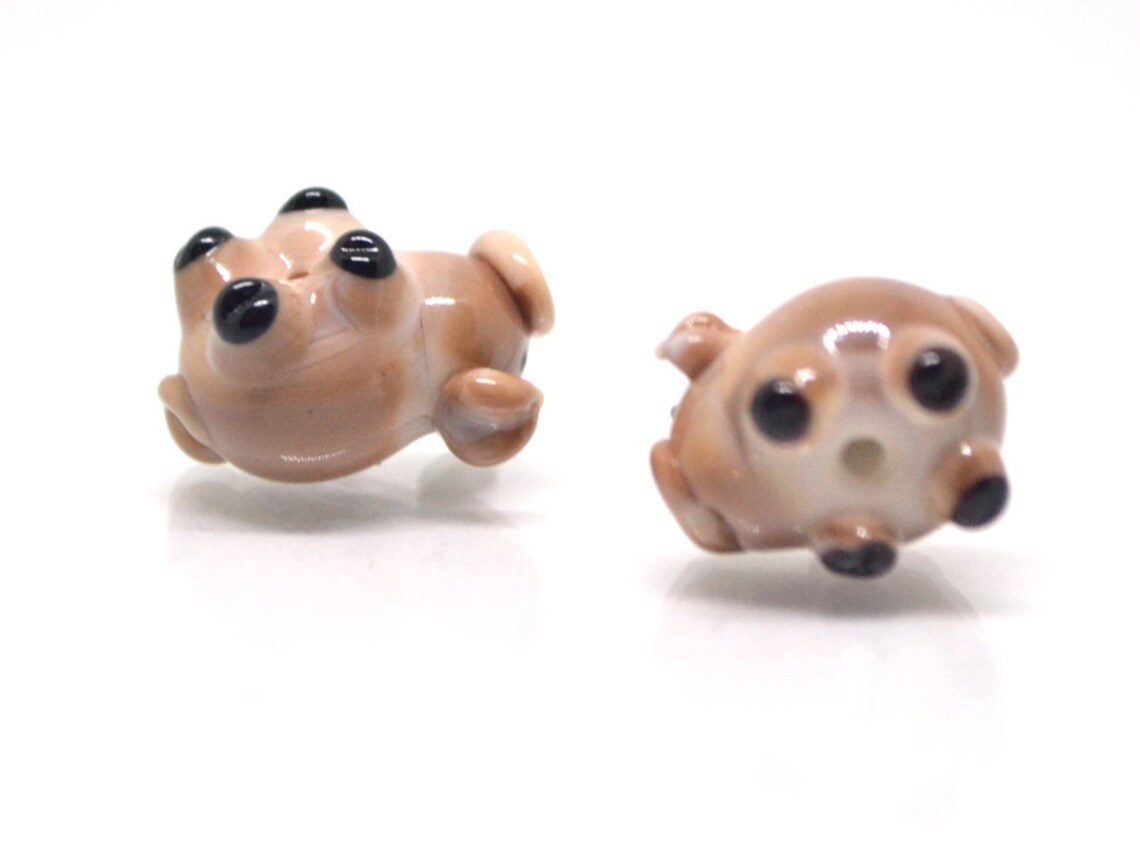 Glass Beige Pig Beads, Beige Animal Glass Beads, Tiny Pig Miniature ...