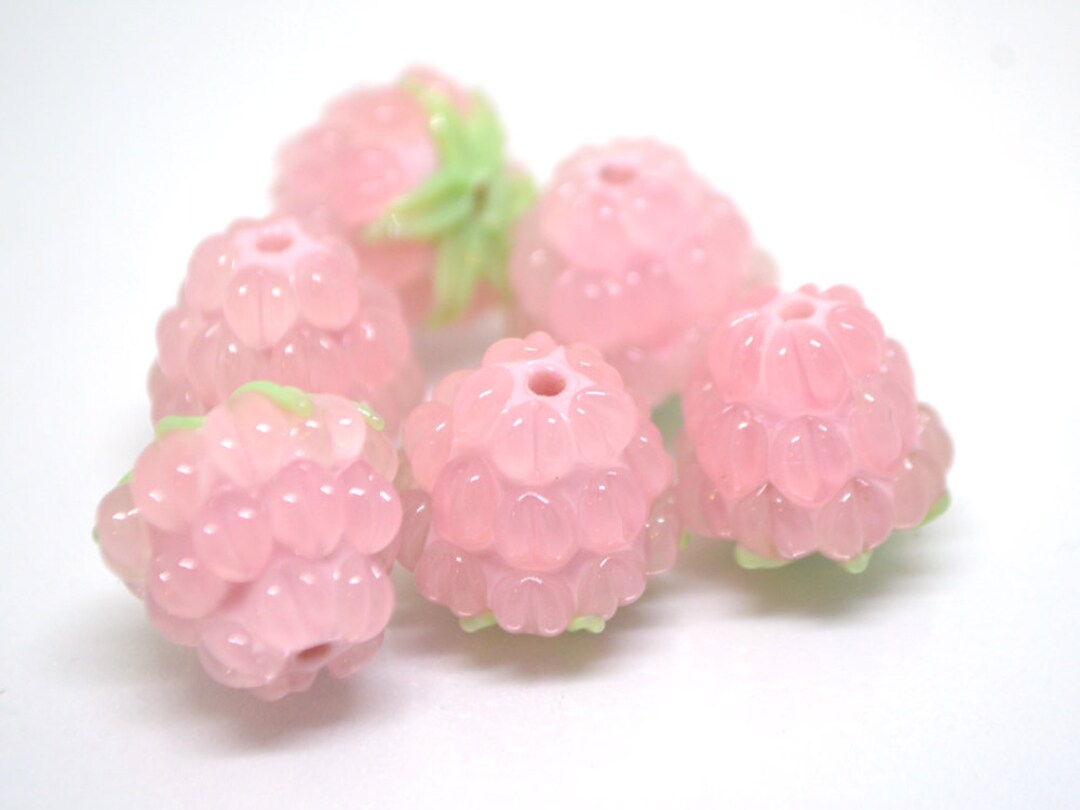 Pale Pink Lampwork Raspberry, Pink Glass Berries, Lampwork Raspberries ...