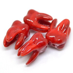 Red Tooth Beads, Red Molar Beads, Glass Root Tooth Beads, Dentist Gift ...