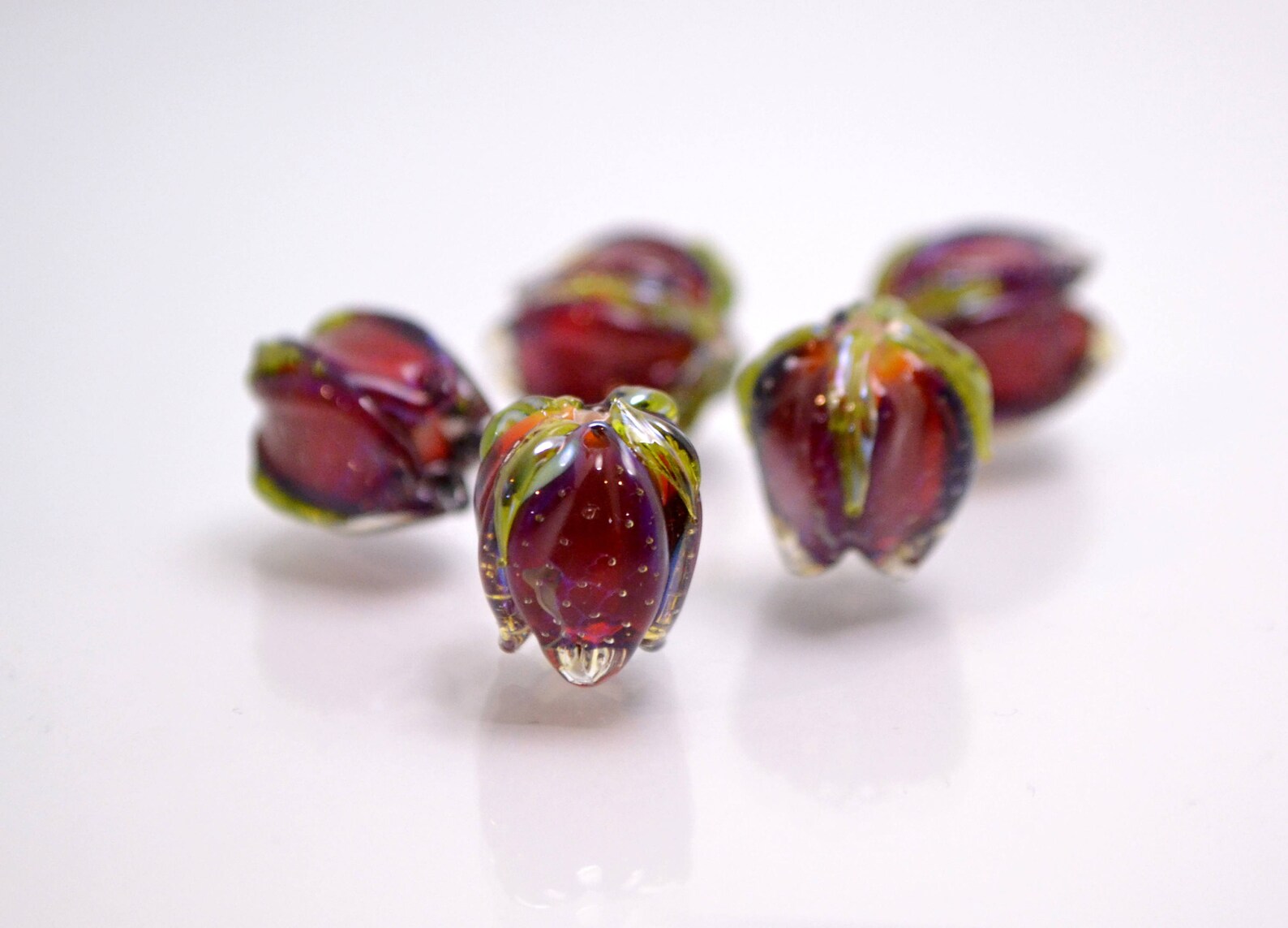 Red Rose Jewelry Art Glass Bead Handmade Floral Making Jewelry Set ...