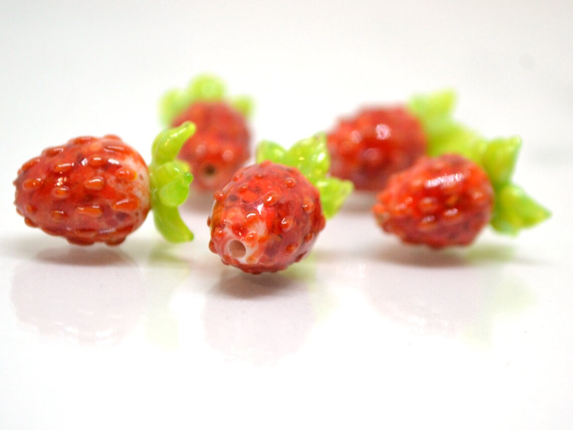 Red Lampwork Strawberry Berry Glass Beads Lampwork Berries - Etsy