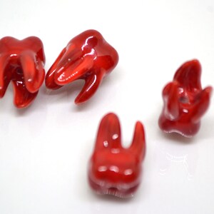 Red Tooth Beads, Red Molar Beads, Glass Root Tooth Beads, Dentist Gift ...