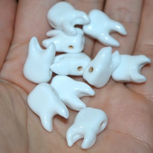 Glass Tooth Beads, Horizontal Hole, Dentist Gift, Human Teeth Beads ...