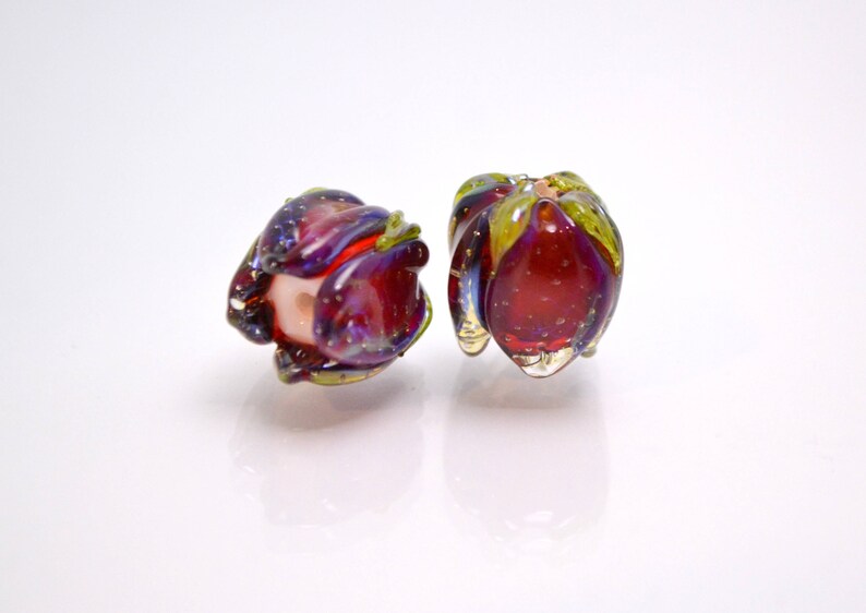 Red Rose Jewelry Art Glass Bead Handmade Floral Making Jewelry - Etsy