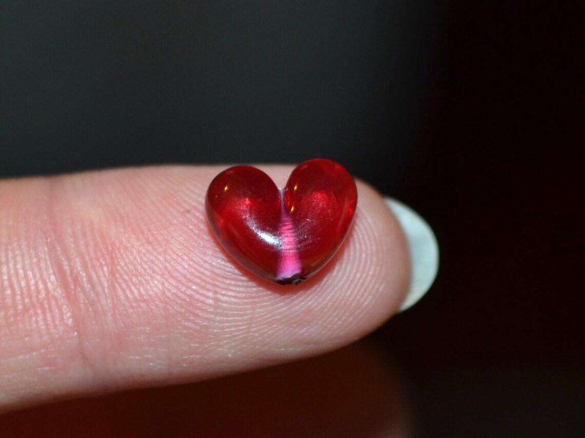 Small pink heart beads Flat heart beads Lampwork heart Pink | Etsy