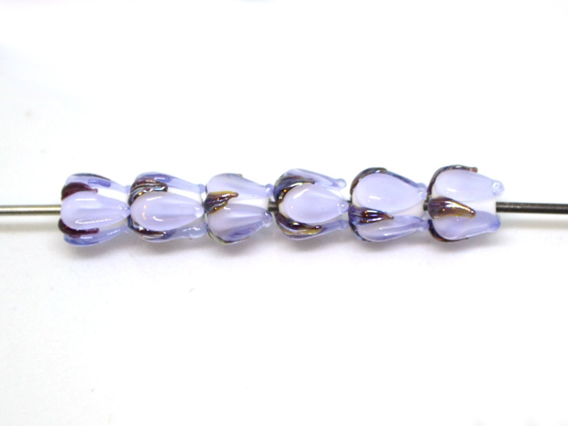 Lavender small lampwork beads Light purple flower beads Tiny | Etsy