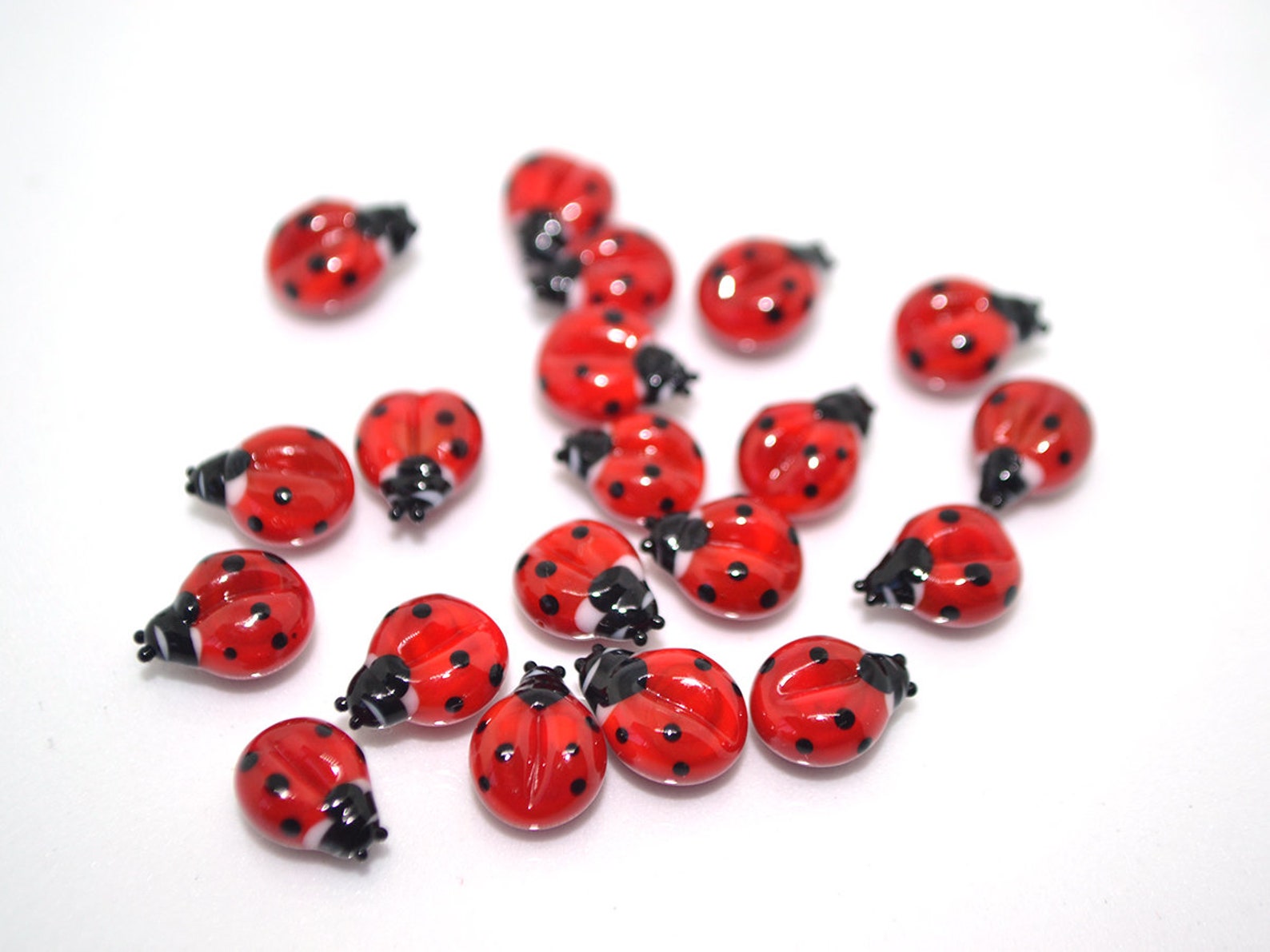 Lampwork Ladybug Beads Glass Ladybug Half-drilled Beads - Etsy