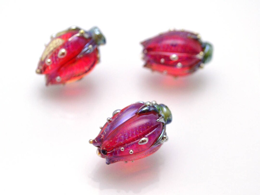 Handmade Lampwork Flower Lampwork Artisan Lampwork Floral Pendant Glass ...