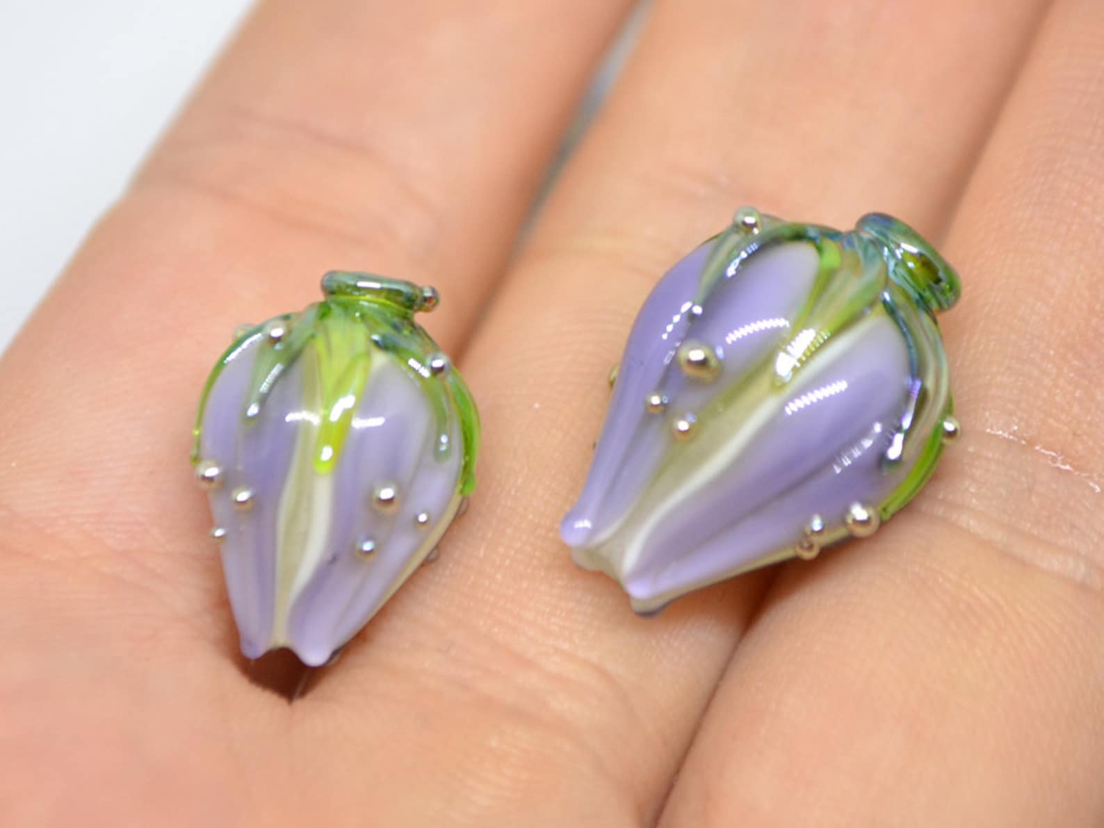 Pastel Purple Flower Beads Periwinkle Flower Beads Handmade - Etsy