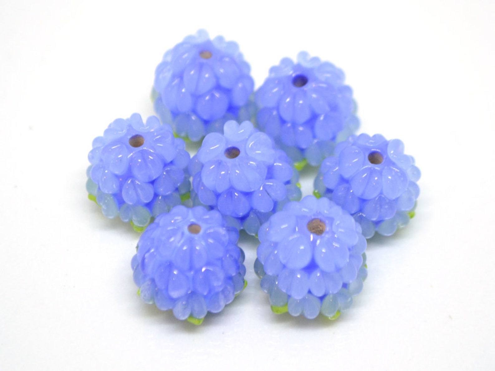 Periwinkle Blue Lampwork Raspberry Glass Berries Lampwork | Etsy