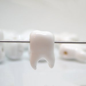 Glass Tooth Beads, Horizontal Hole, Dentist Gift, Human Teeth Beads ...