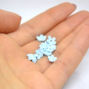 Opaque Blue Mini Flower Beads, Blue Spacer Beads, Wedding Lampwork ...
