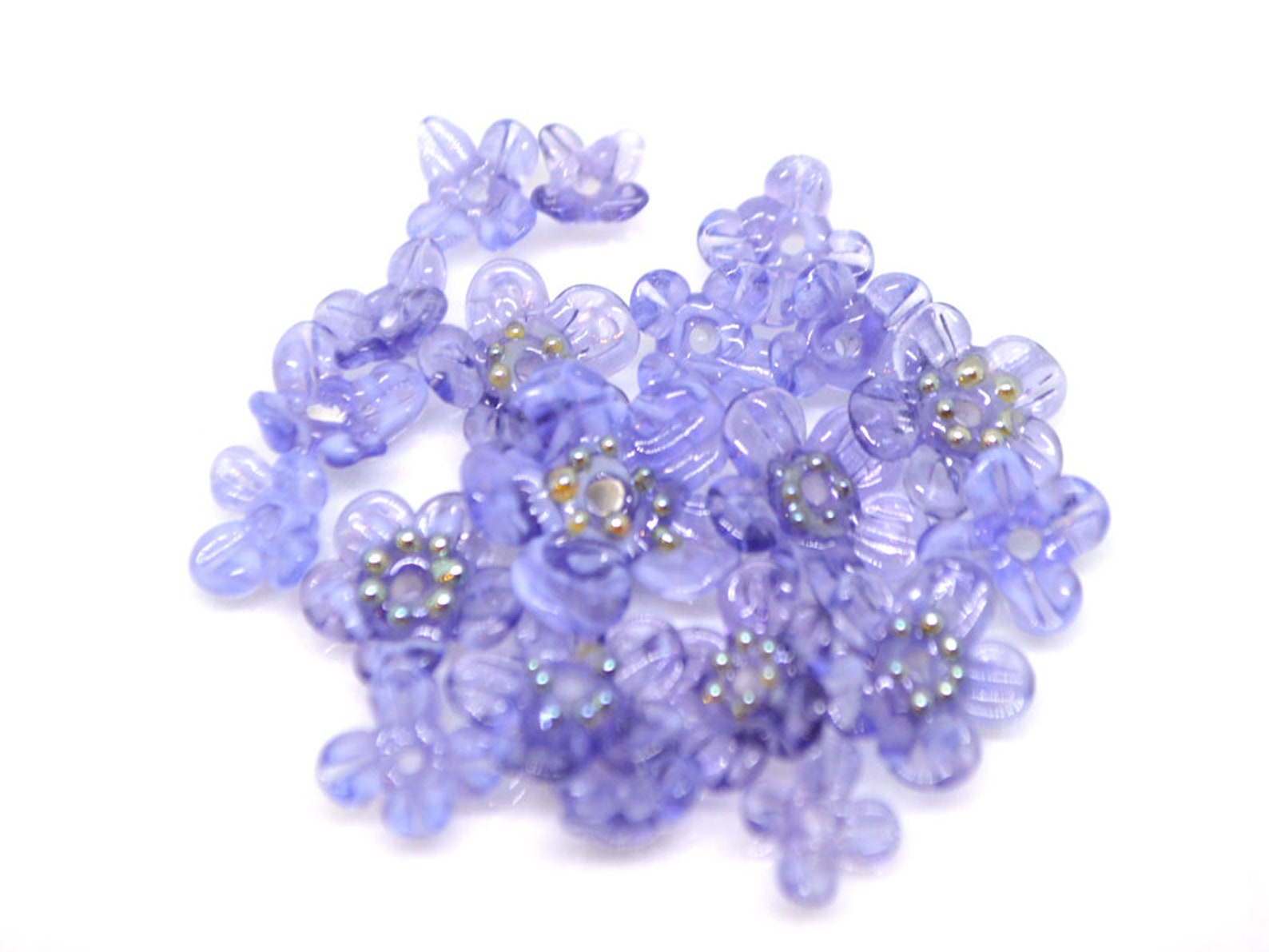 Purple Glass Beads Transparent Flower Beads Spring Flower - Etsy