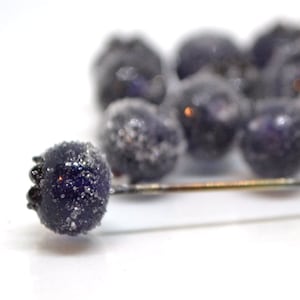 Dark Purple Glass Berries, Frost Berry Beads, Lampwork Blueberry ...