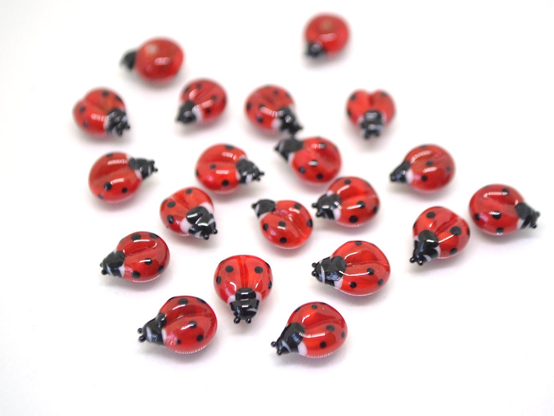 Lampwork Ladybug Beads Glass Ladybug Half-drilled Beads - Etsy