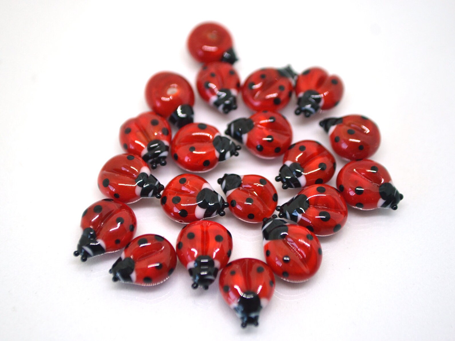 Lampwork Ladybug Beads Glass Ladybug Half-drilled Beads - Etsy