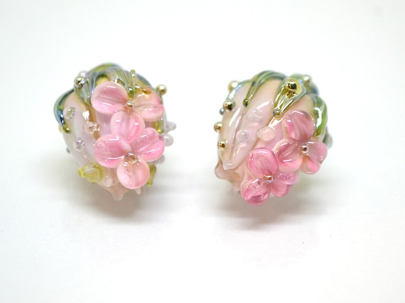 Pink Flower Bouquet Lampwork Beads Tender Pink Lampwork Beads - Etsy