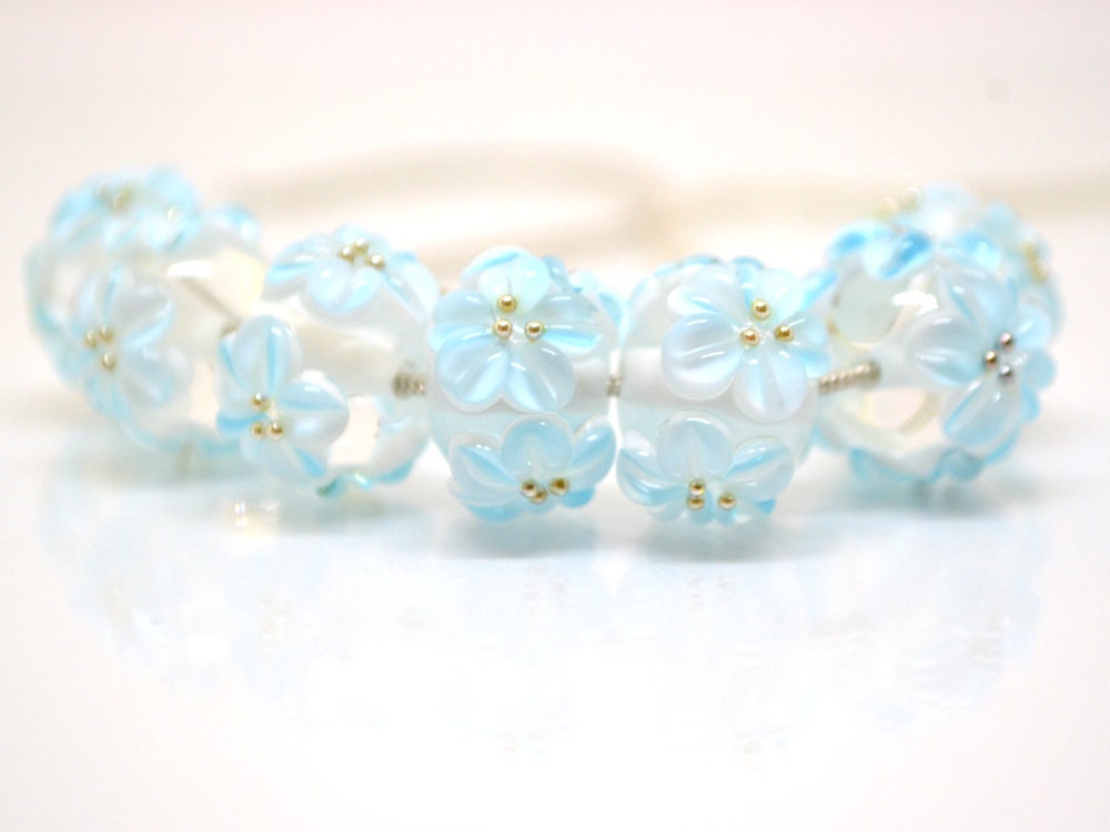 Blue Flower Beads With Flower Bracelet Wedding Bridal Bracelet Making ...