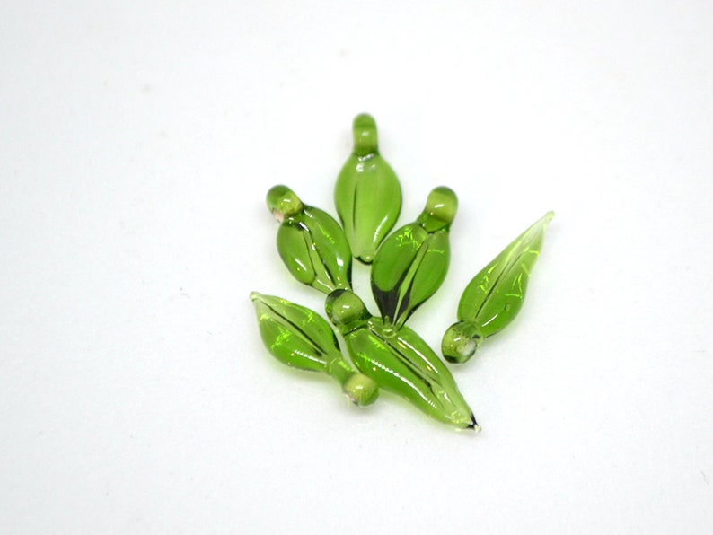 Green Lampwork Leaf Beads Glass Leaves Top Drilled Leaf Beads - Etsy