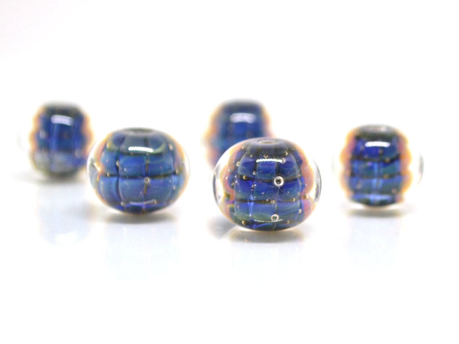 Glass Beads Set for Bracelet Making Lampwork Beads Blue Glass Beads ...