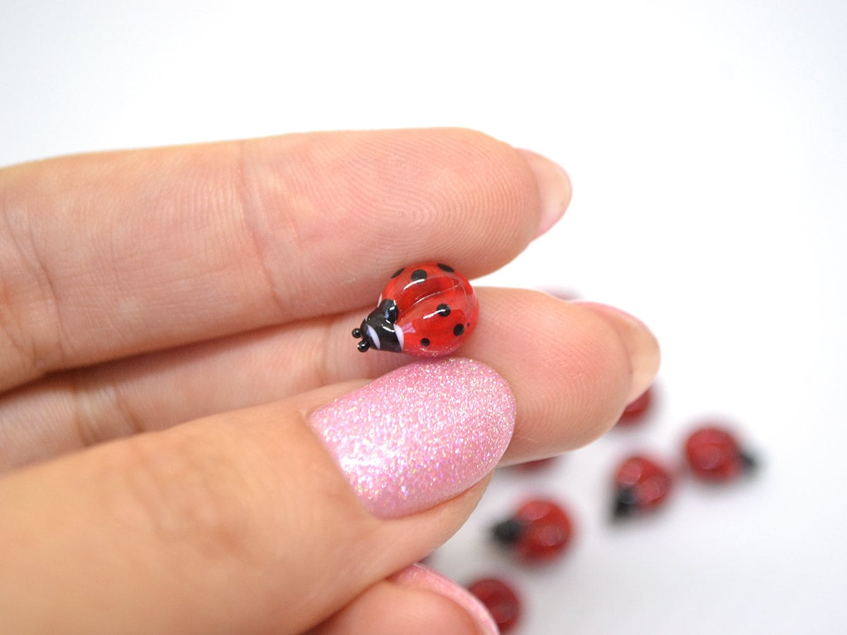 Lampwork Ladybug Beads Glass Ladybug Half-drilled Beads - Etsy