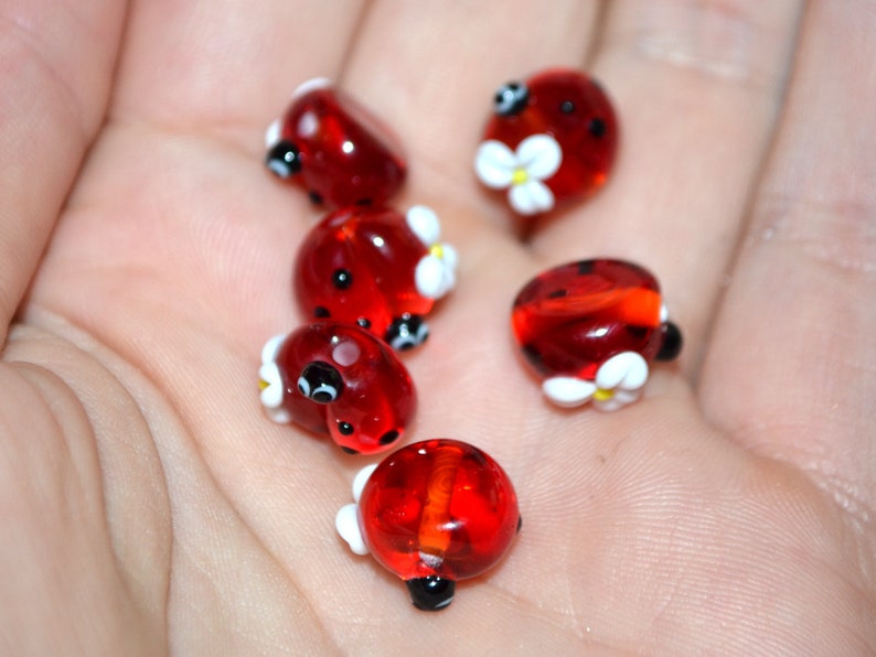 Lampwork Ladybug Beads Glass Ladybug Beads Red Ladybug | Etsy