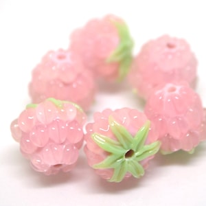 Pale Pink Lampwork Raspberry, Pink Glass Berries, Lampwork Raspberries ...