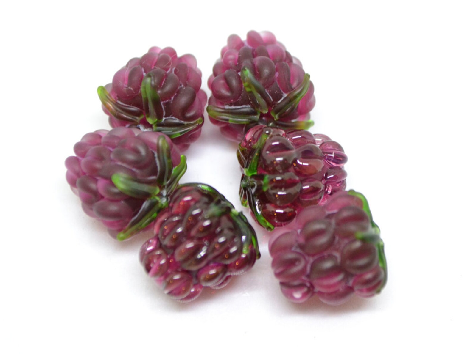 Dark Fuchsia Lampwork Raspberry Frost Glass Berry Glass - Etsy