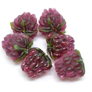 Dark Fuchsia Lampwork Raspberry, Frost Glass Berry, Glass Raspberries ...